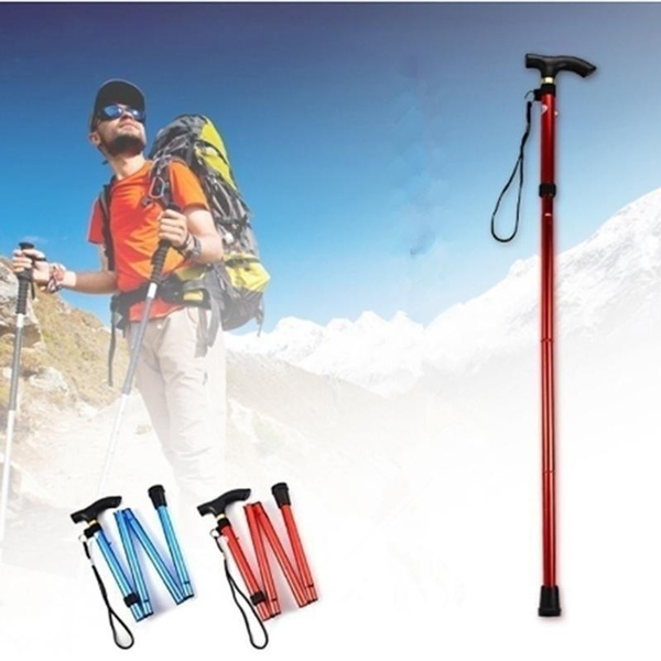 Foldable Walking Trekking Hiking Stick Cane Crutch Alpenstock ...