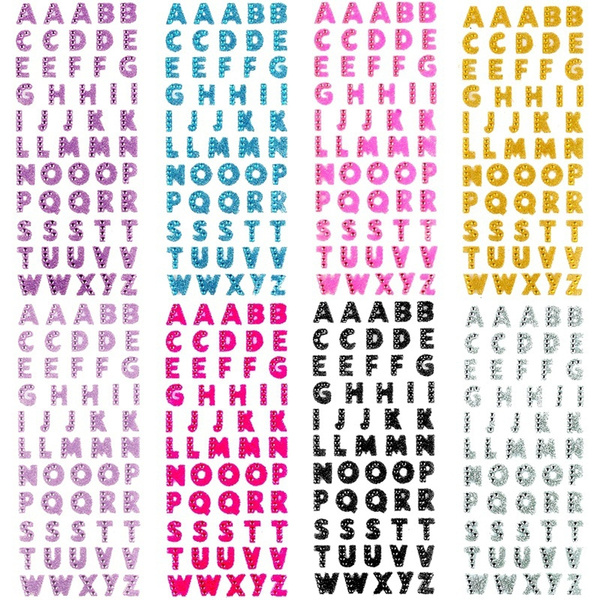 1 Sheet New Style Glitter Crystals Alphabet Letter Stickers - Self ...