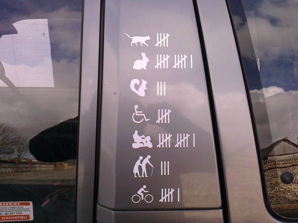 Funny accident tally vinyl sticker car crash death toll novelty count ...