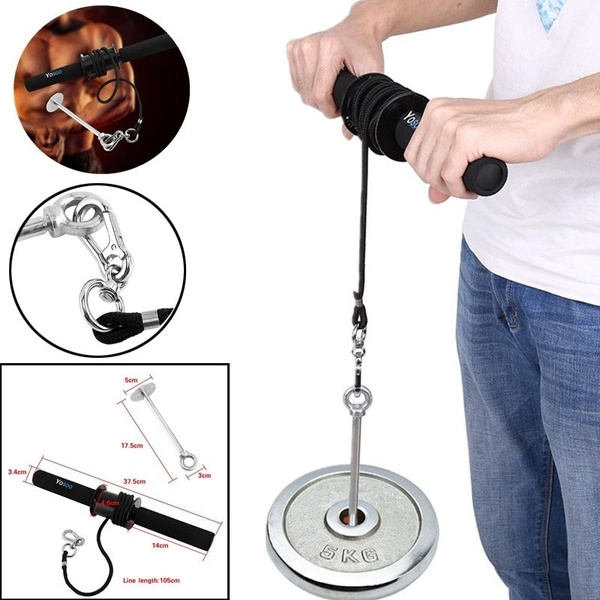 Gym Wrist Curler Roller Curl Grip Arm Forearm Exerciser Strength ...