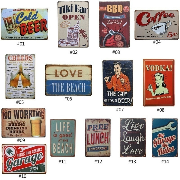 1pc Retro Metal Tin Sign Poster Plaque Bar Pub Club Cafe Home Plate For ...