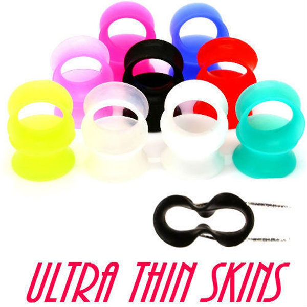 PAIR-ULTRA THIN SKINS TUNNELS-Silicone Ear Skins-Ear Gauges-Soft Ear ...
