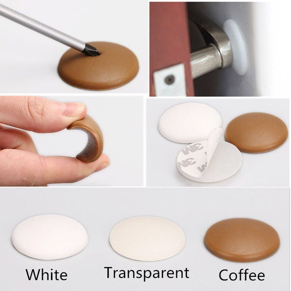 2PCS Round Wall Protector White/Transparent/Coffee Self Adhesive Door ...