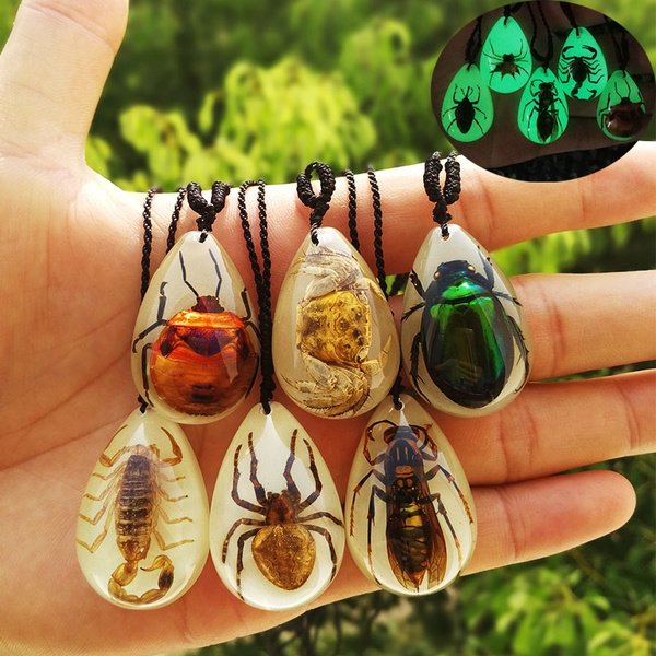 Unisex Luminous Imitation Amber Real Insects such as Scorpion crab ect ...