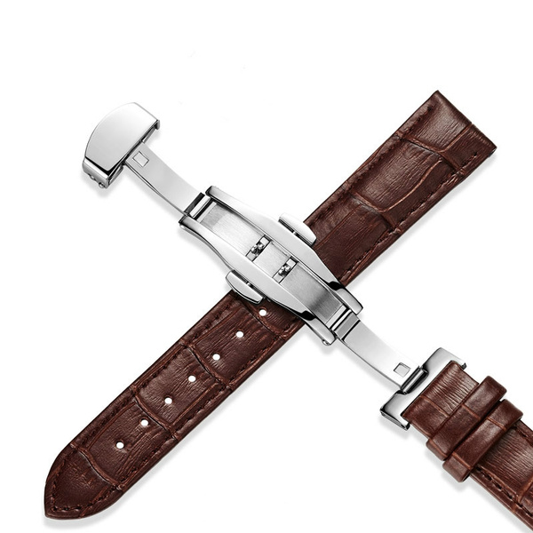 18-24mm Men Women Butterfly Clasp Buckle Watch Band Strap Waterproof ...