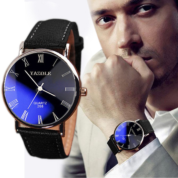 Fashion Luxury Faux Leather Mens Quartz Analog Watch Relojes | Wish