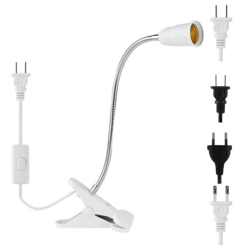 EU/US plug Flexible Gooseneck Clip-On Cable Desk Lamp Holder Cord Light ...
