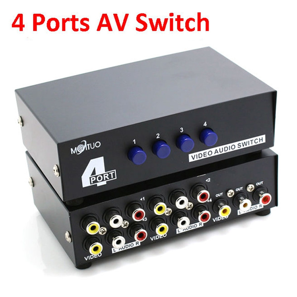 4 Way Composite 3 RCA AV Switch Audio Video Switch Switcher Selector ...