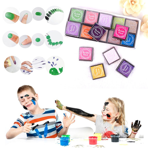 20 Colors Ink Pads Set Rainbow DIY Craft Finger for Rubber Stamps Card ...
