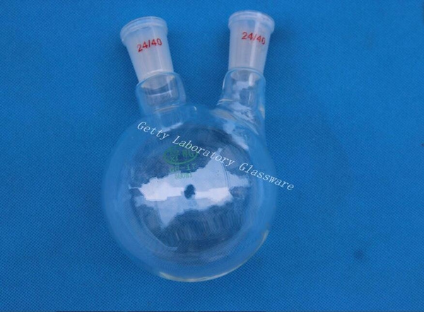 lab glass 500ml Twins Neck (two-neck) Round bottom flask,heavy wall, 24 ...