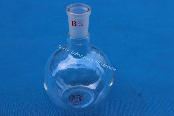 Lab glass 500ml single neck flat bottom flask, heavy wall, 24/29 joint ... Lab glass 500ml single neck flat bottom flask, heavy wall, 24/29 joint ...