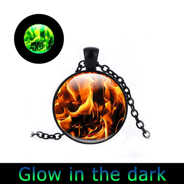 Glowlala®glowing Fire Necklace, Fire Flame glowing Pendant Necklace ...