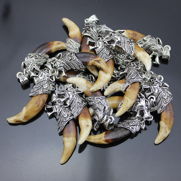 Wholesale Lots Sports Men's 6pcs Carved Tibet Amulet Fangs Real Natural ...