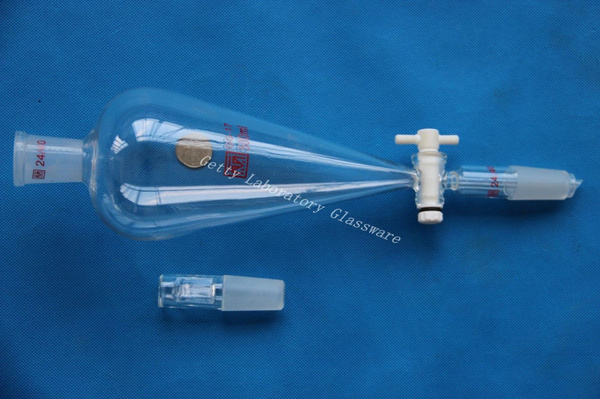 Lab glass 500 mL 24/40 joint Separatory funnel, dropping funnel PTFE ...