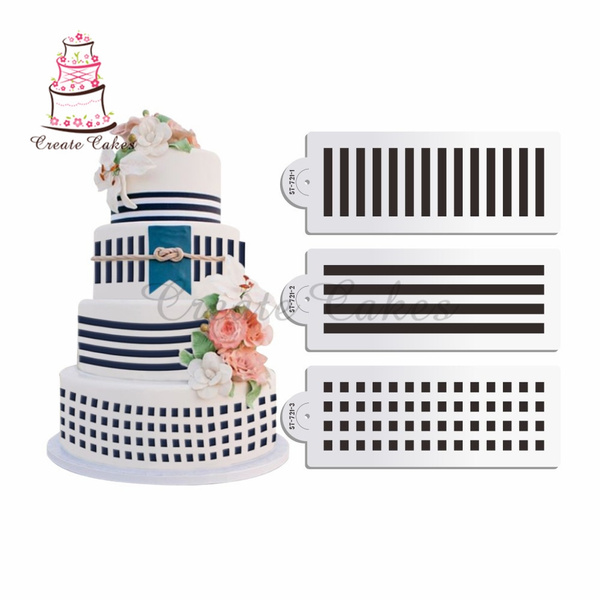 3pcs/set Stripes Cake Stencil Cookies Decorating Stencil Fondant ...