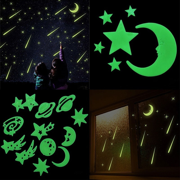 Fluorescent Stickers Universe Planet Star Glow Dark Luminous Celling ...