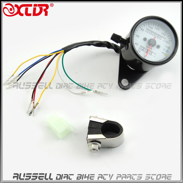 Mini Motorcycle Speedometer Odometer Tacho Gauge Black Cafe Racer For ...