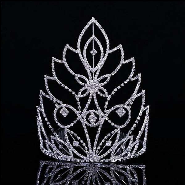 20cm High Large Full Crystal Wedding Bridal Party Pageant Prom Tiara ...