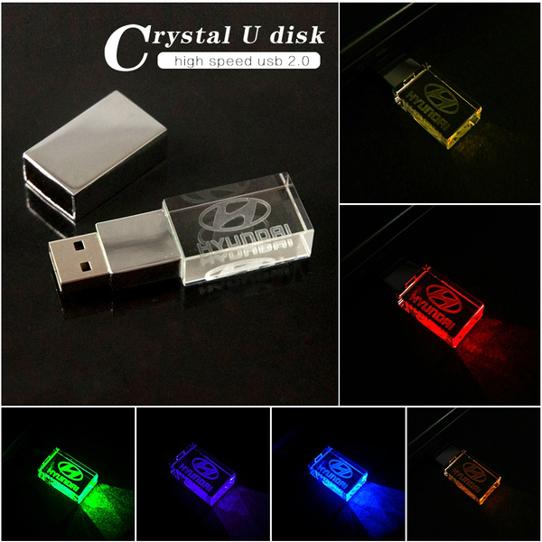 Transparent Glass Lighting Car Logo USB 2.0 Flash Drive 8GB 16GB 32GB ...