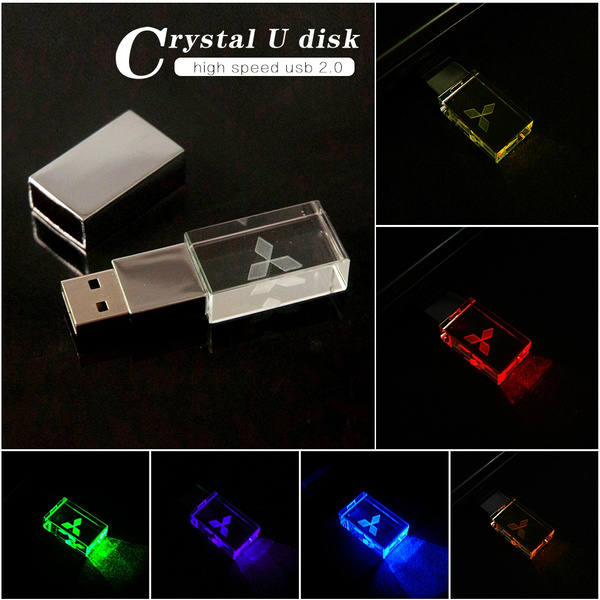 Transparent Glass Lighting Car Logo USB 2.0 Flash Drive 8GB 16GB 32GB ...