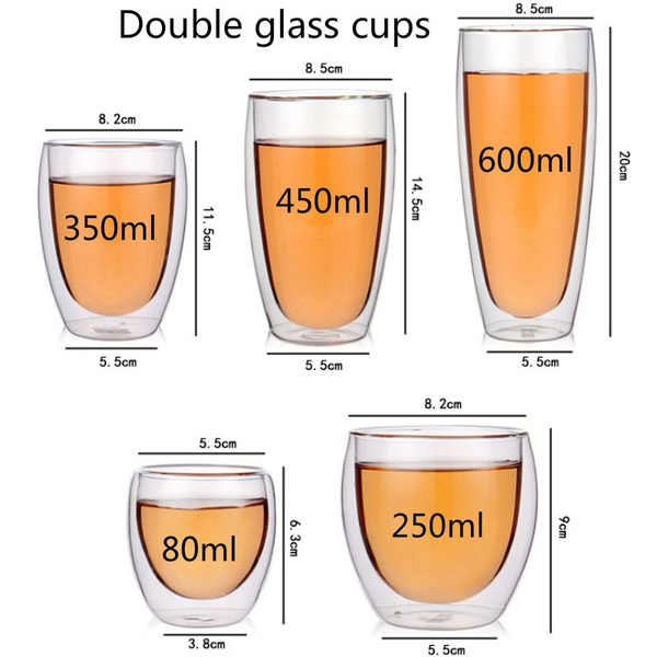 High temperature double layer glass insulated transparent cups creative ...