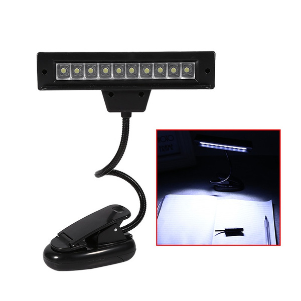Portable 10 LED Clip-on Music Stand Clamp Light Bedroom Desk Reading ...