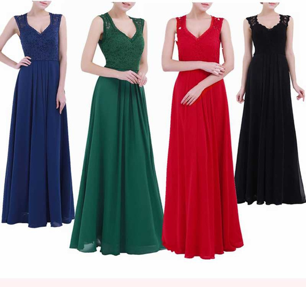 #4-16 Women Long Party Chiffon Dress Sleeveless Elegant Evening Party ...