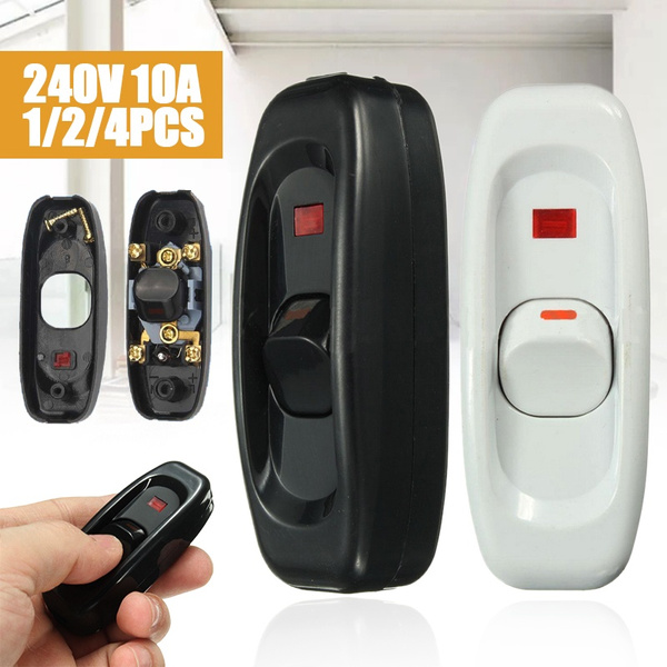 240V 10A Inline ON/OFF Button Table Lamp Desk Light Cord Cable Switch ...