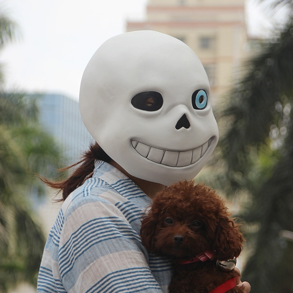 Undertale Sans Blue Full Head Mask Helmet Cosplay Solid Latex Halloween ...