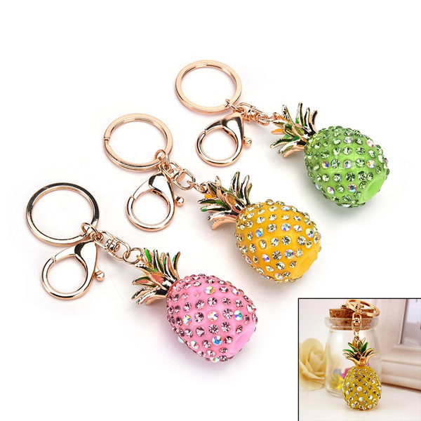 Pineapple Crystal Rhinestone Keyring Charm Pendant Bag Key Ring Chain ...