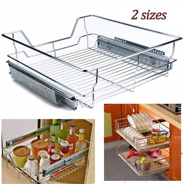 Storage Basket Pull Out Sliding Metal Basket Drawer Storage Cabinet ...