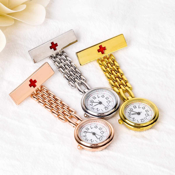 Round Dial Red Cross Brooch Fob Quartz Nurse Clip on Pocket Watch 3 ...