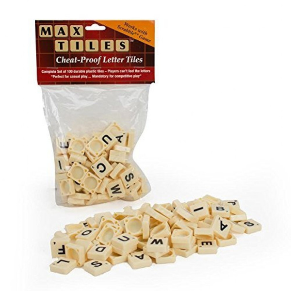 Max Tiles Cheat-Proof Plastic Scrabble Letter Tiles, Set of 100, White ...