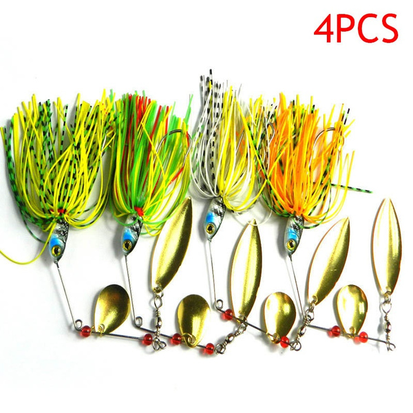 4 Pcs Fishing Hard Spinner Lure Spinnerbait Pike Bass Crankbaits ...