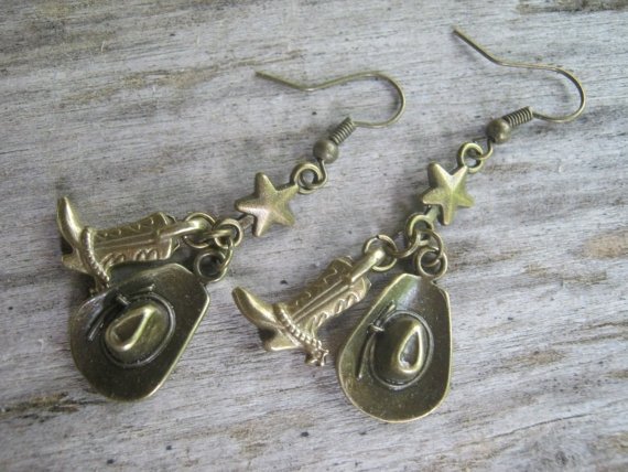 Country Western Earrings, Cowboy Hat Earrings, Boots & Spurs Earrings ...