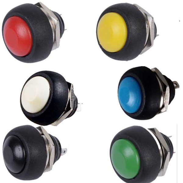6Pcs Mini Round Momentary ON/OFF Push Button Toggle Switch Waterproof ...