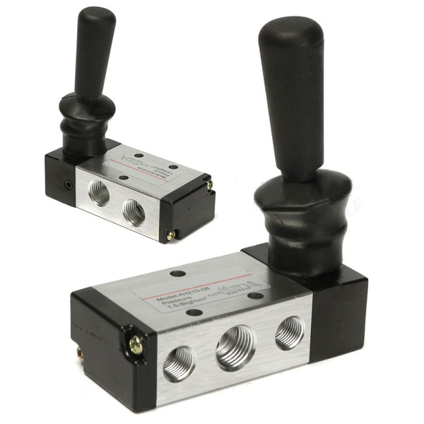 5 Port 2 Position 1/4" PT Hand Pull Lever Operated Pneumatic Air Valve ...