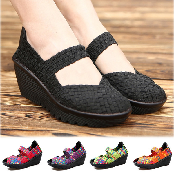 8 Colour Fashion Womens Summer Hand Made Wedge Sandals Rainbow Casual ...