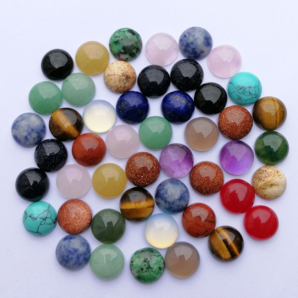 12MM Natural Stone Round Beads Cabochon Cab Stones DIY Beads 10Pcs/lot ...