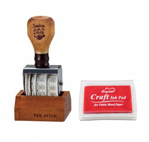 Vintage Date Stamper Stamp And Ink Pad Kit | Wish