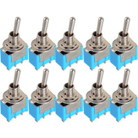 10Pcs Blue Mini MTS-102 3-Pin SPDT ON-ON 6A 125VAC Miniature Toggle ...