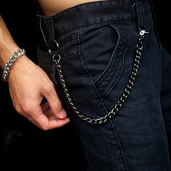 Simple Style Cool Men's Trousers Key Stainless Steel Jean Biker Chain ...