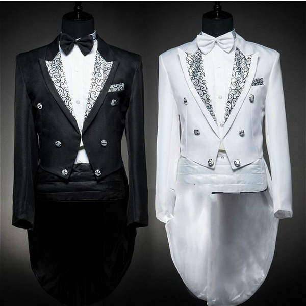 Men Tailcoat Morning Suit Tuxedo Floral Formal Party Wedding Jacket ...