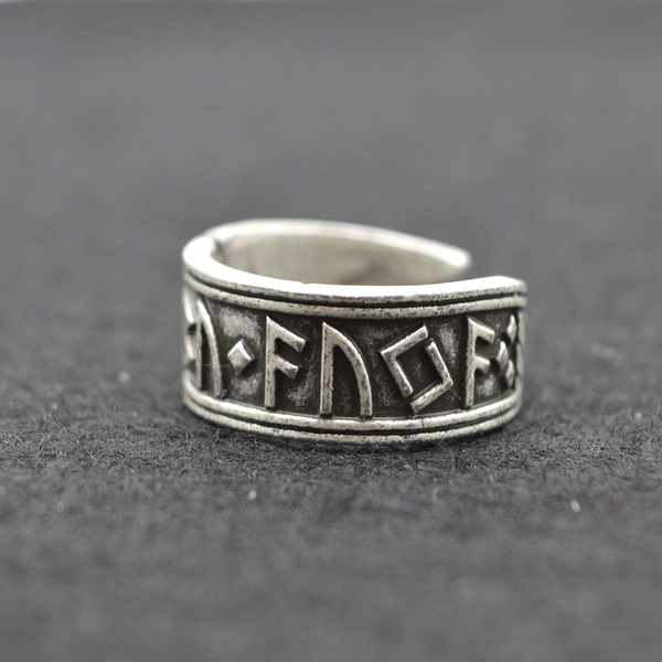 Antique Silver Viking Ring Nordic Rune Rings Handmade Men Adjustable ...