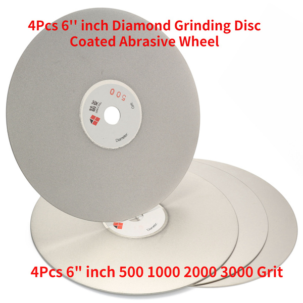4Pcs 6" inch Grit 500 1000 2000 3000 Diamond Grinding Disc Coated Flat ...