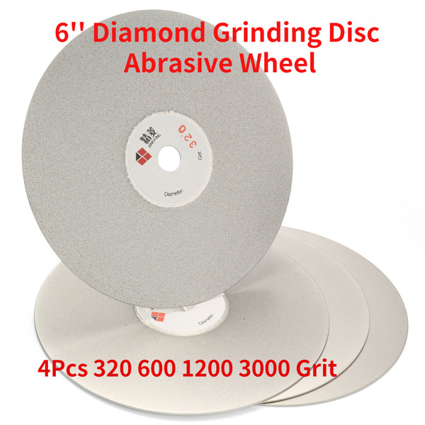 4Pcs 6" inch Grit 320 600 1200 3000 Diamond Grinding Disc Coated Flat ...