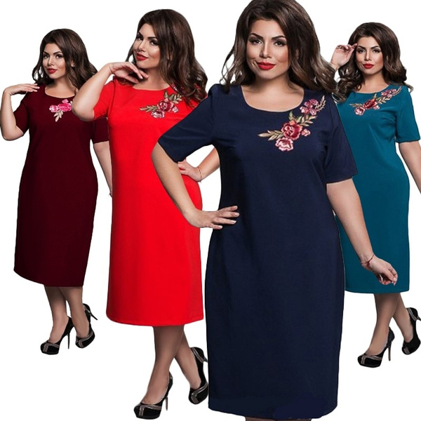 Women Elegant office evening party Big Large Size Dresses Summer Plus ...