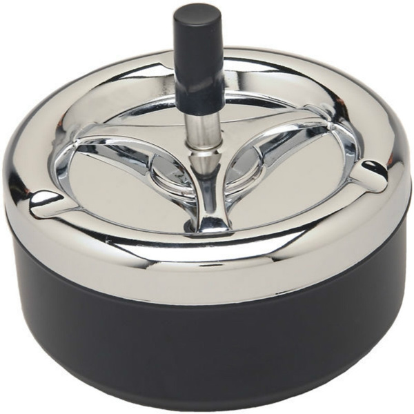 Round Push Down Ashtray With Spinning Tray BLACK | Wish