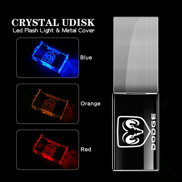 Metal Crystal USB Flash Drive 128GB/64/32/16/8GB with Led Flash Light ...
