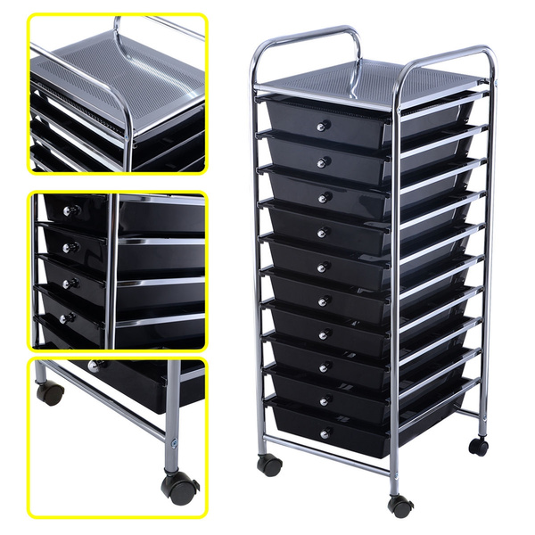 10 Drawer Rolling Storage Cart Scrapbook Paper Office School Organizer ...